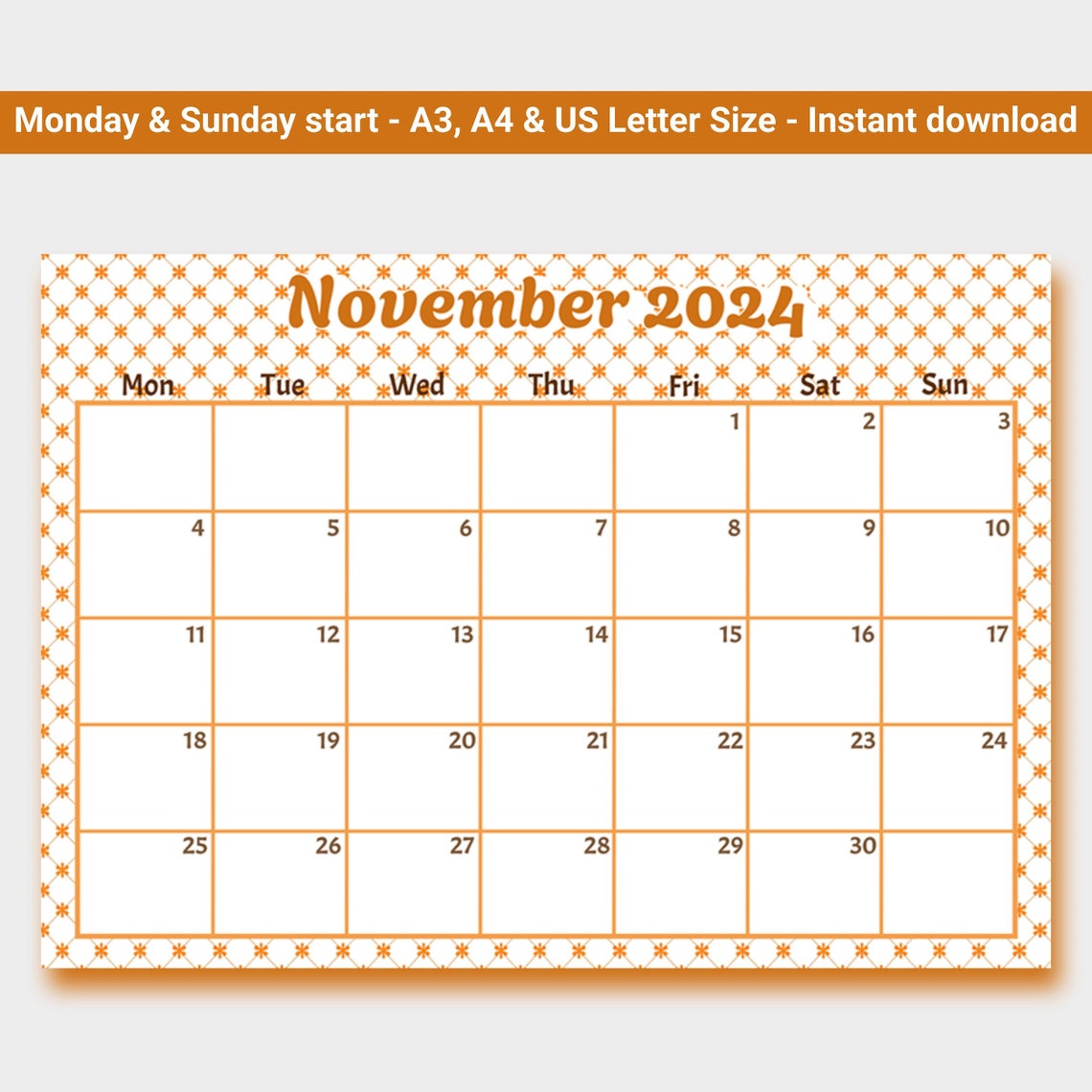 Editable November 2024 Printable Calendar| Printable Monthly| Digital ...