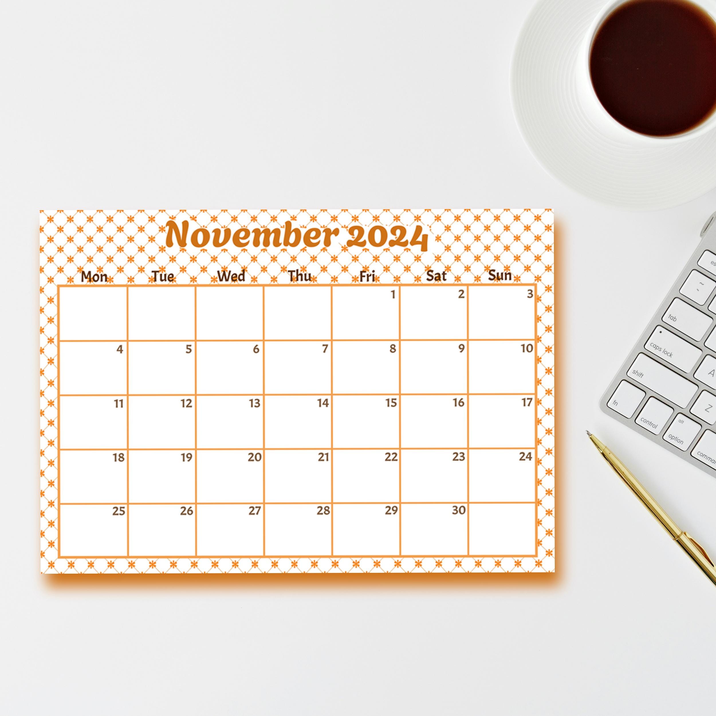 Editable November 2024 Printable Calendar| Printable Monthly| Digital ...