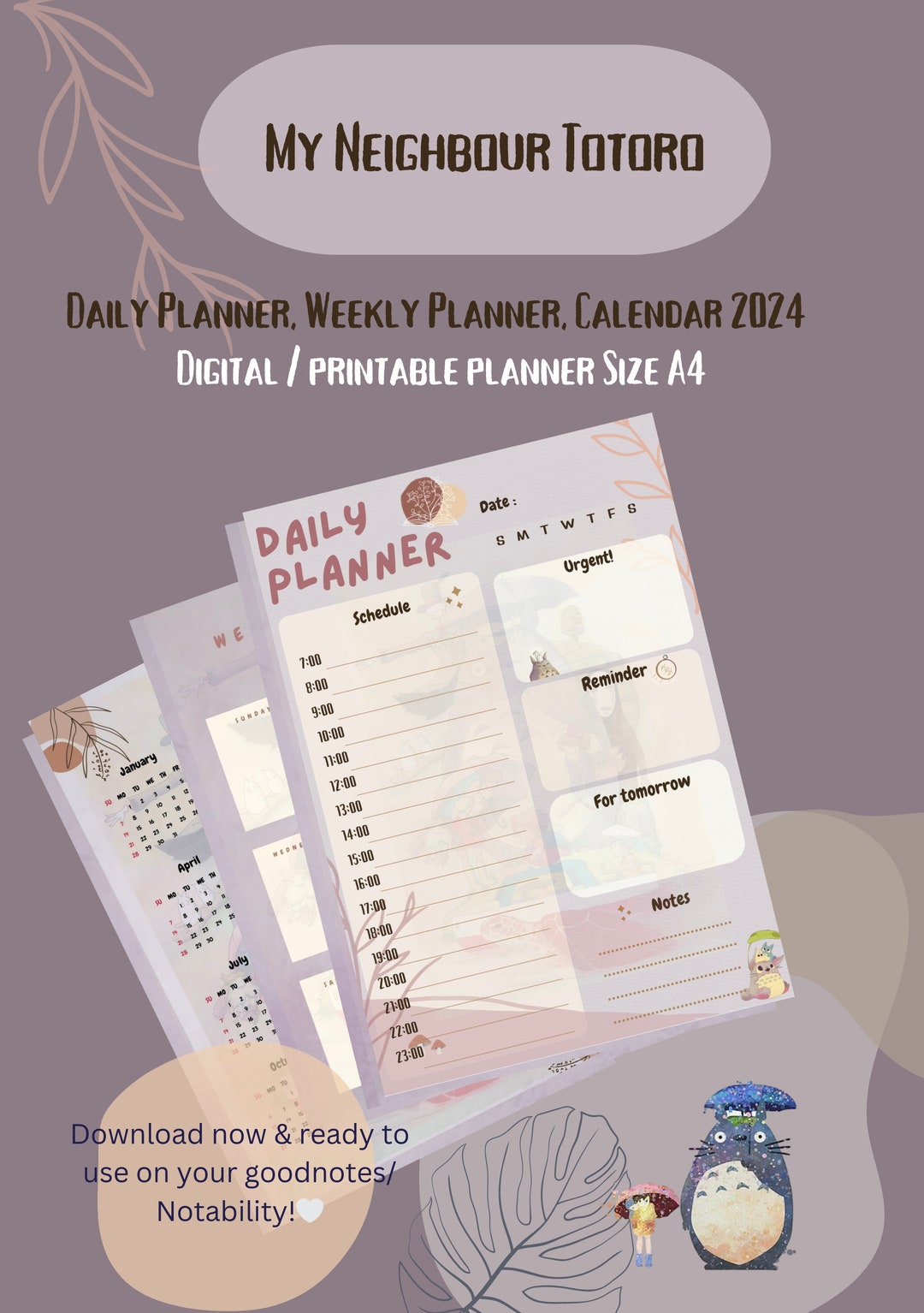 My Neighbor Totoro Daily Planner, Instant Download, Daily Schedule ...