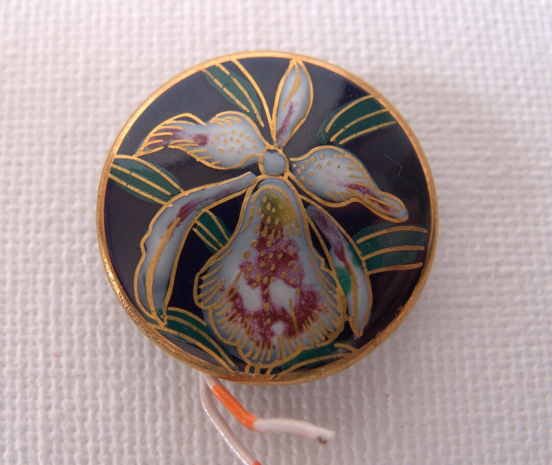 Vintage Satsuma Porcelain Iris Flower Button - 24mm - Etsy
