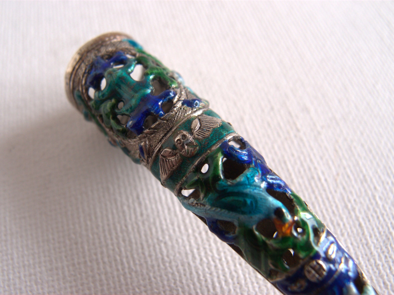 Antique Chinese Qing Dynasty Enamel Over Pierced Silver - Etsy
