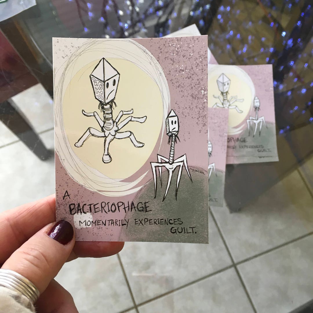 A Bacteriophage Momentary Experiences Guilt Sticker by Surly Amy Davis ...