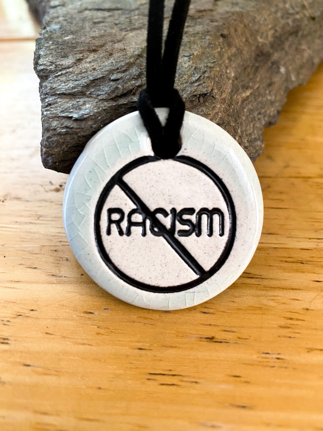 End Racism Ceramic Necklace in Celadon Crackle - Etsy