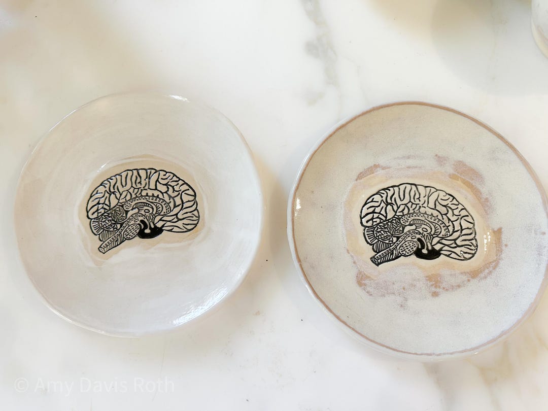 Set of TWO Brain Plates 8inch Stoneware Hand Built One-of-a-kind - Etsy