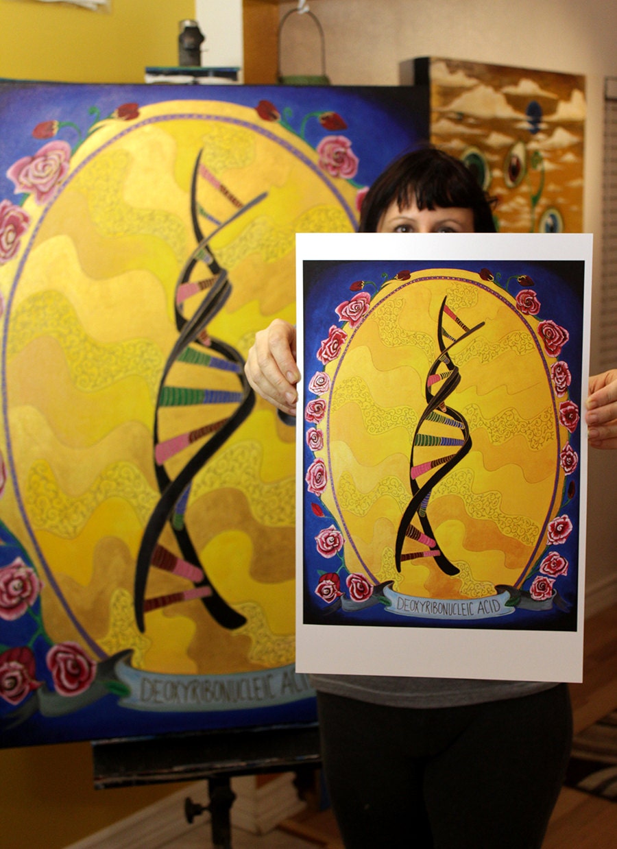 DNA Science Art Print 11x17 Poster Art by Surly Amy Davis Roth - Etsy