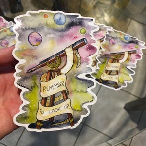 Astronomy Telescope Remember to Look up Sticker by Surly Amy - Etsy