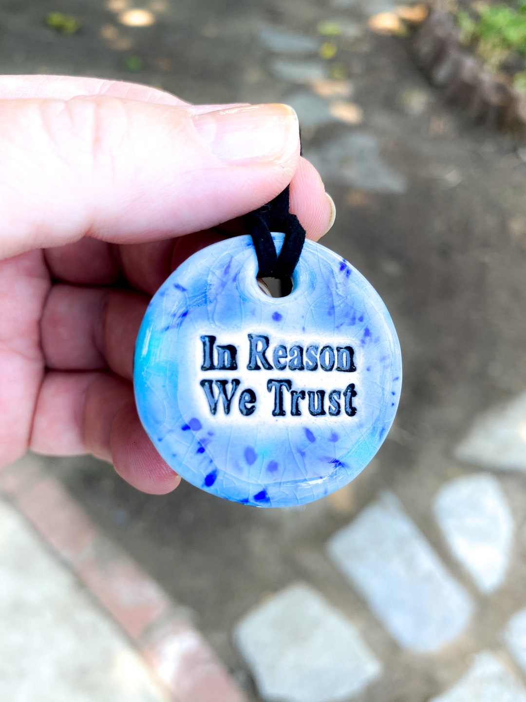 In Reason We Trust Ceramic Necklace in Blue - Etsy