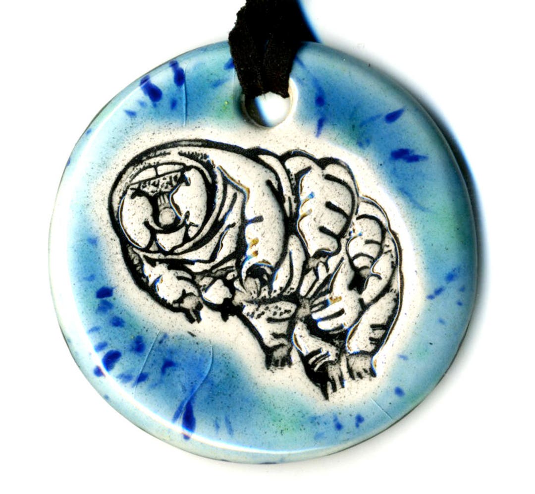Tardigrade or Water Bear Ceramic Necklace in Blue Green - Etsy