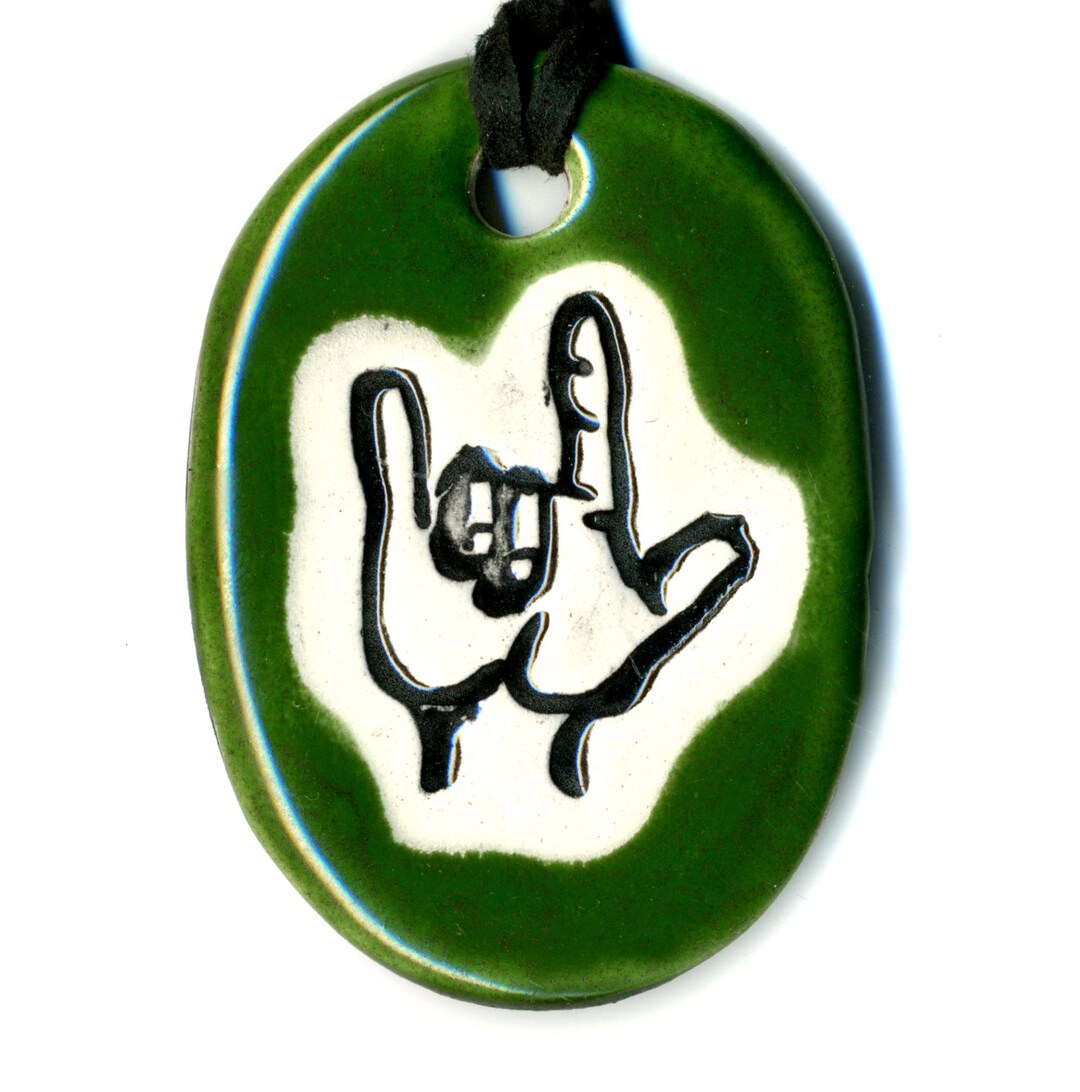 i-love-you-in-sign-language-ceramic-necklace-in-green-etsy