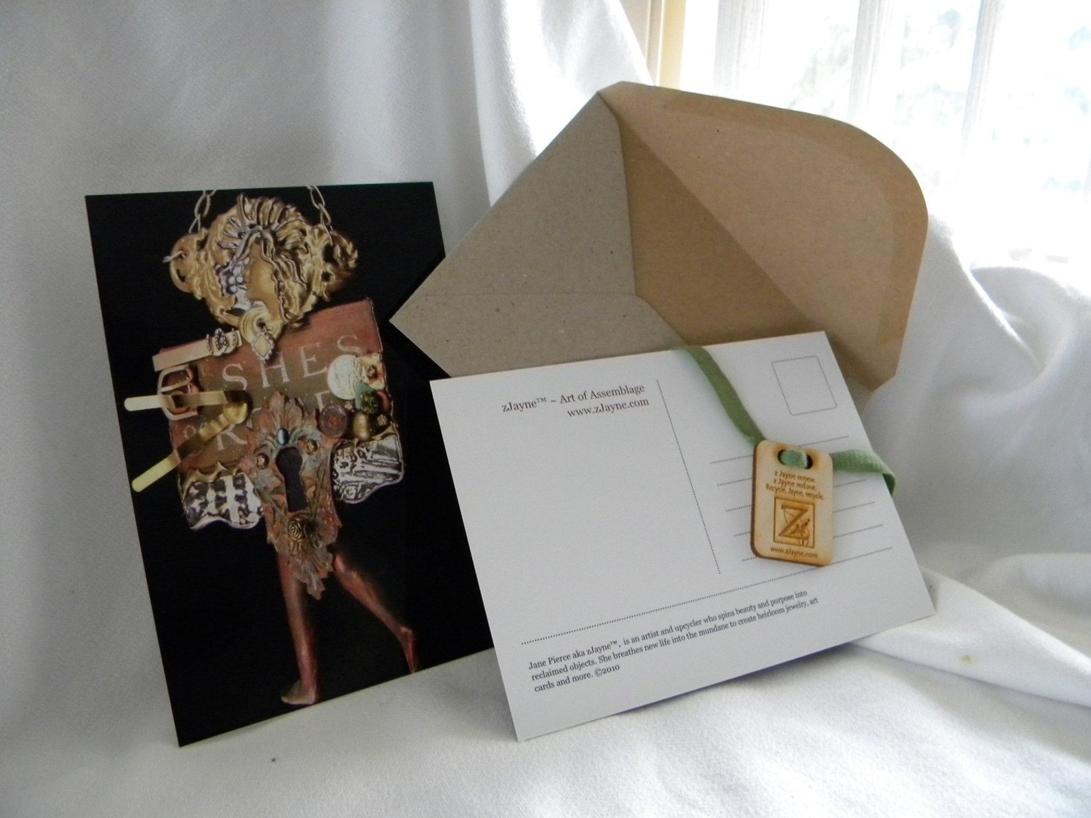 She's Come Undone Original Art Postcard Print Art Assemblage by Zjayne ...