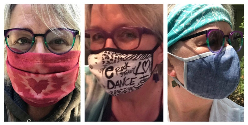 Upcycled POLKA DOT and PLAID two sided Mask One of a Kind | Etsy