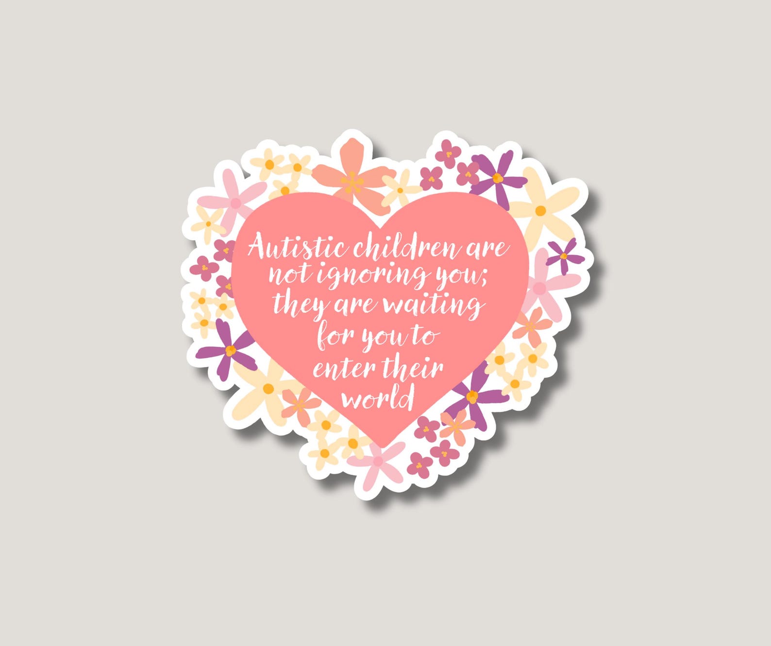Pink Heart Autism Acceptance Sticker, Autism Awareness Sticker, ABA ...