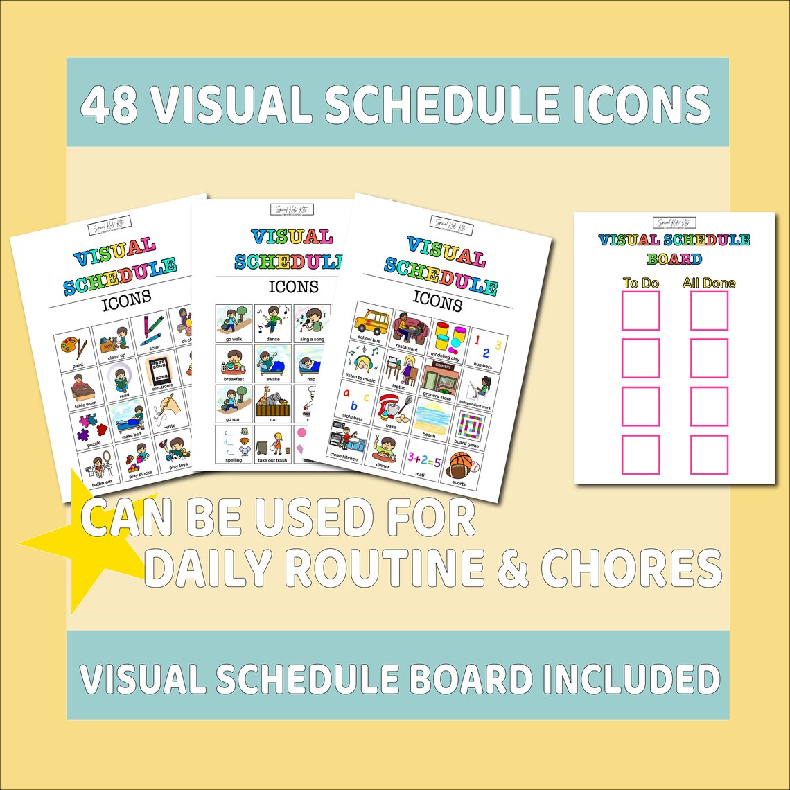 Printable Kids Daily Routines Bundle Visual Schedule Kit for Autism ...