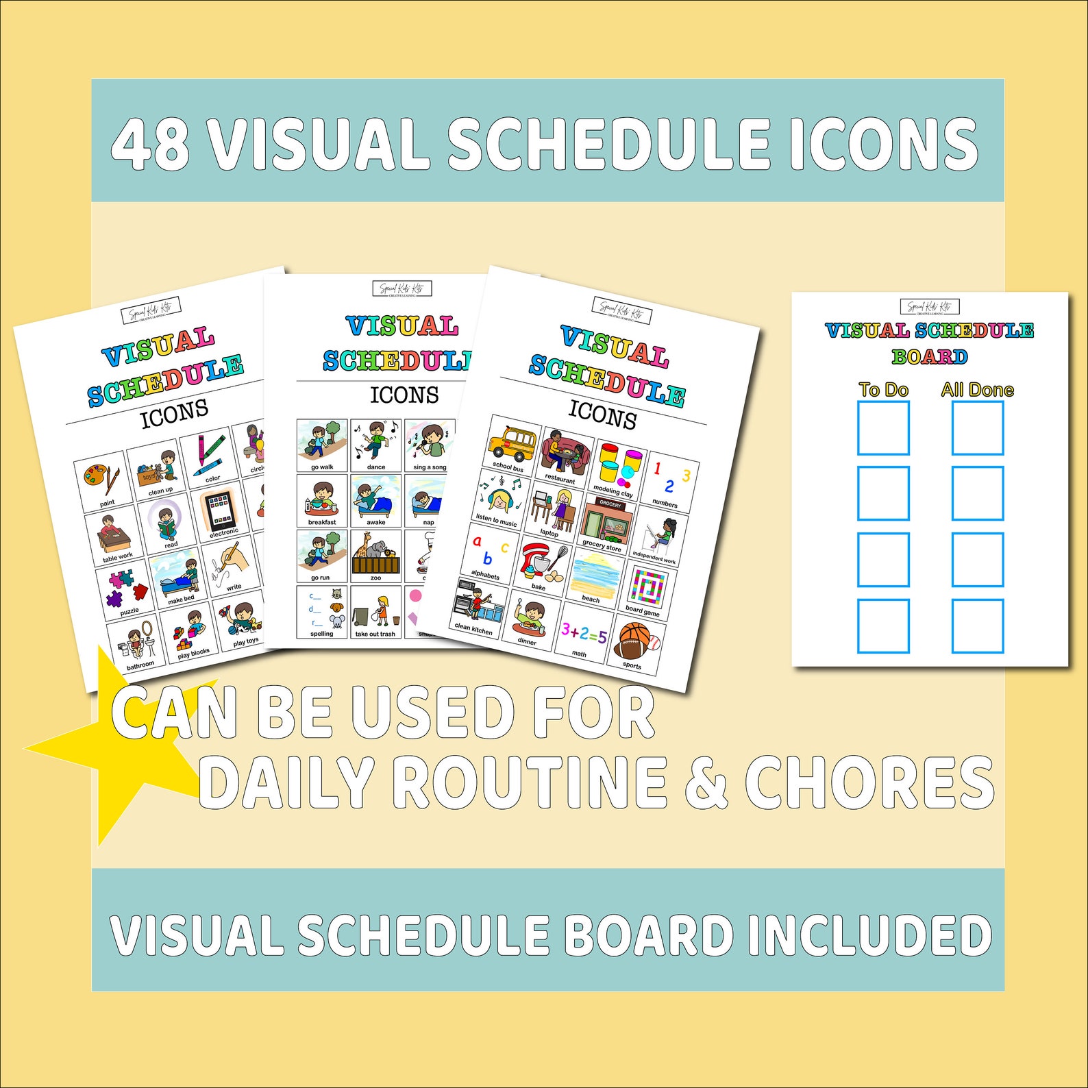 Printable Kids Daily Routines Bundle Visual Schedule Kit for Autism ...