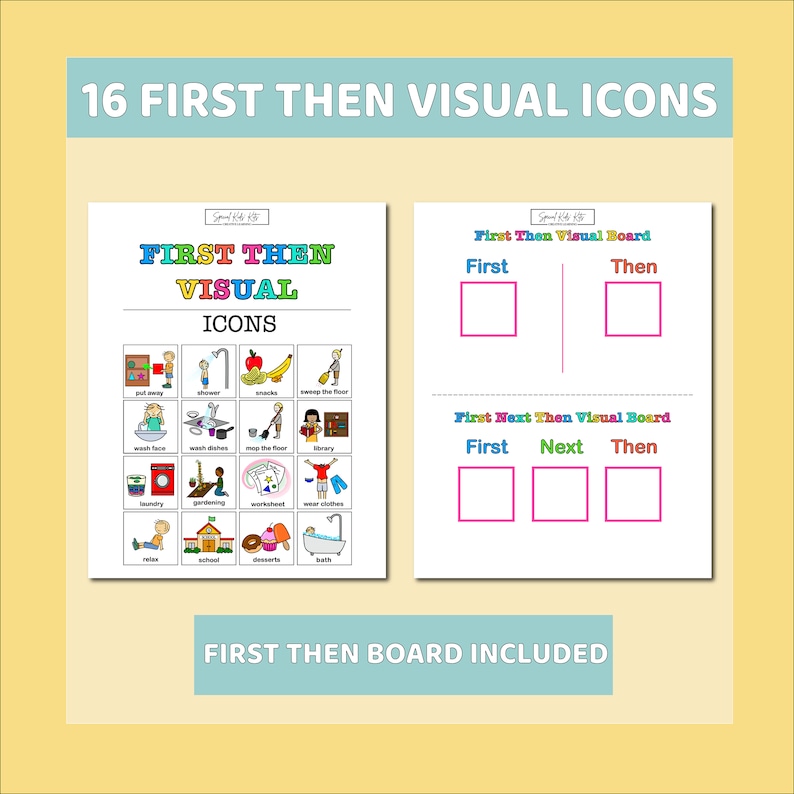 Printable Pink First Then Board 16 Icons for Kids First Then for Autism ...