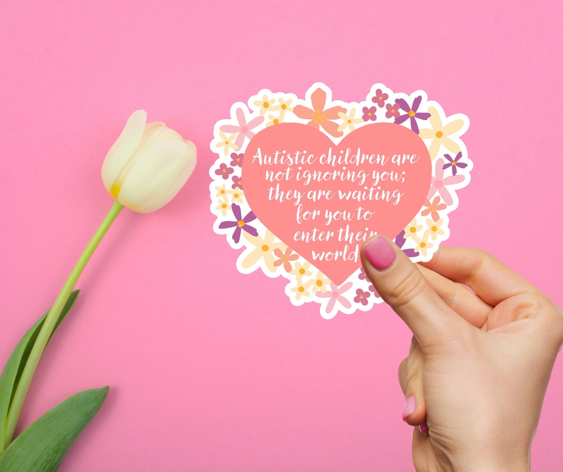 Pink Heart Autism Acceptance Sticker, Autism Awareness Sticker, ABA ...