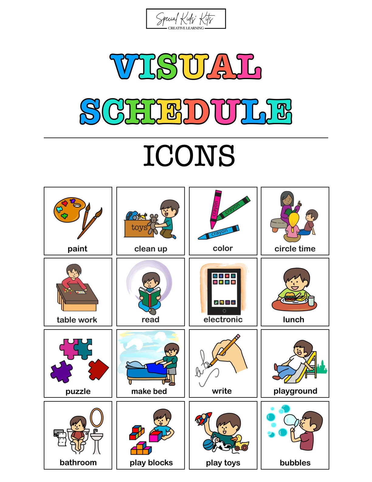 Instant Download Visual Schedule for Kids Daily Routine Chore Chart ...