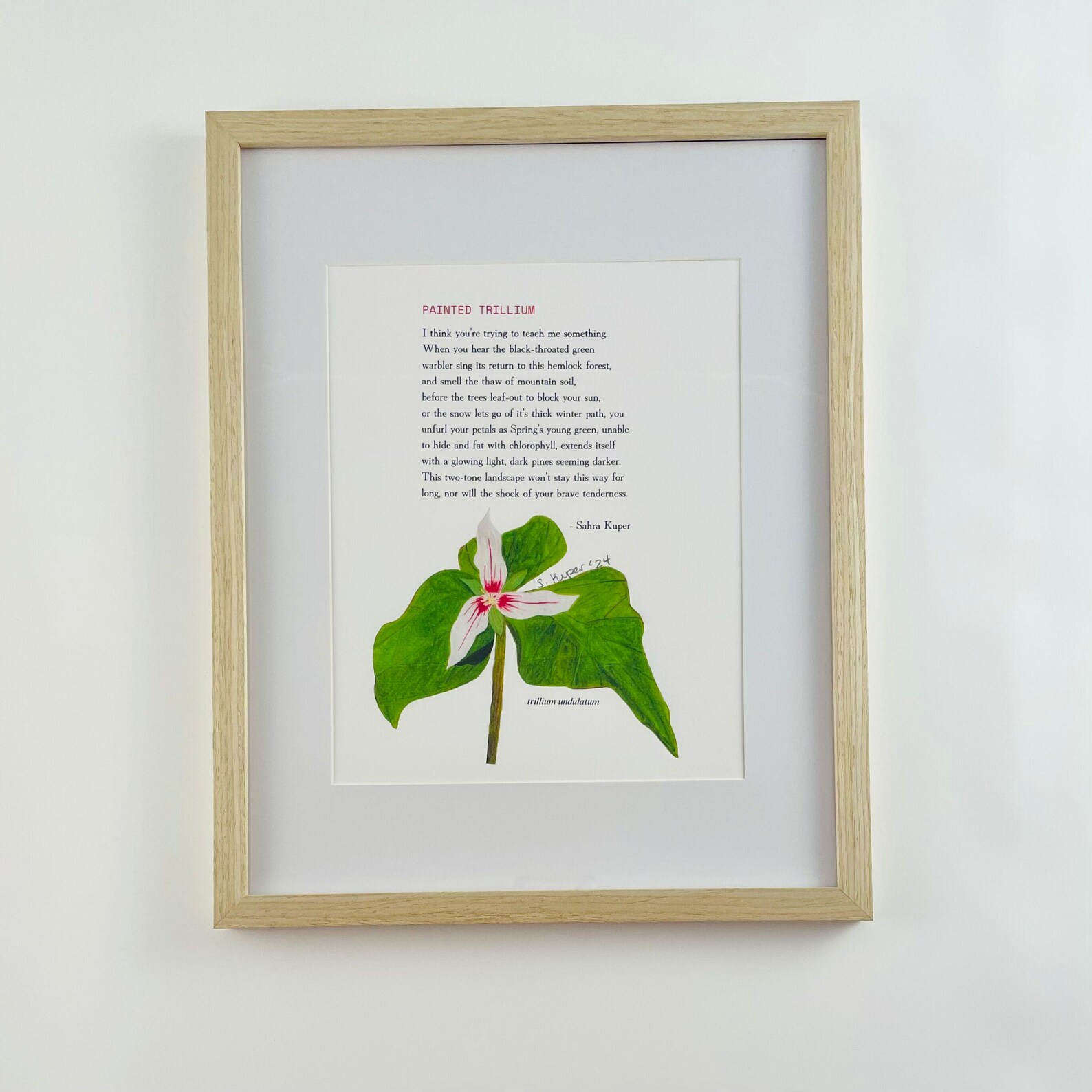 Painted Trillium Poetry Broadside Art Print (frame Not Included ...