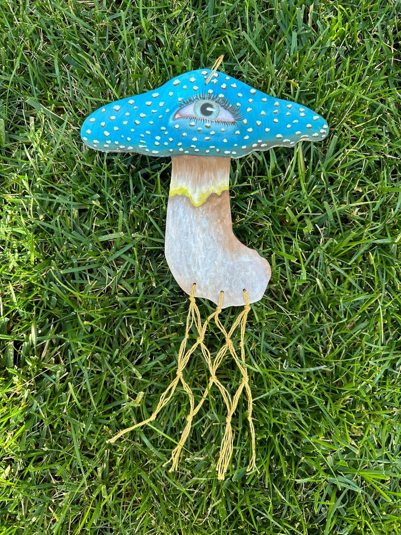 Psychedelic Amanita Muscaria Blue Smile Awakened Mushroom Wall Hanging ...
