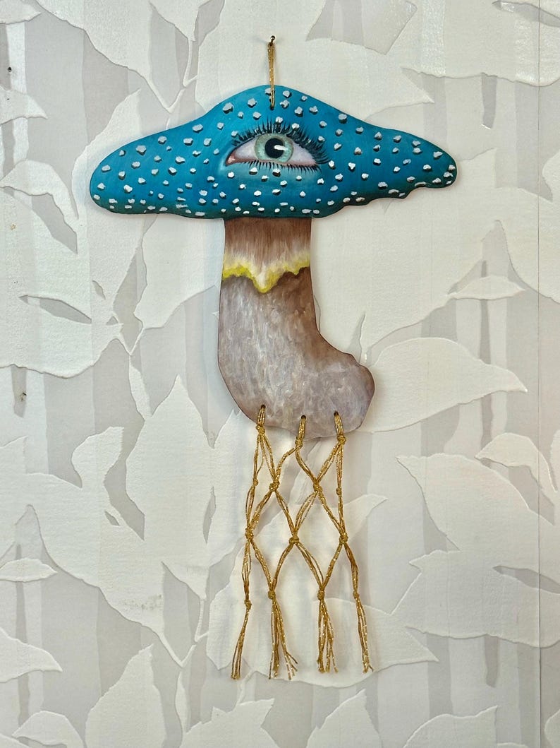 Psychedelic Amanita Muscaria Blue Smile Awakened Mushroom Wall Hanging ...