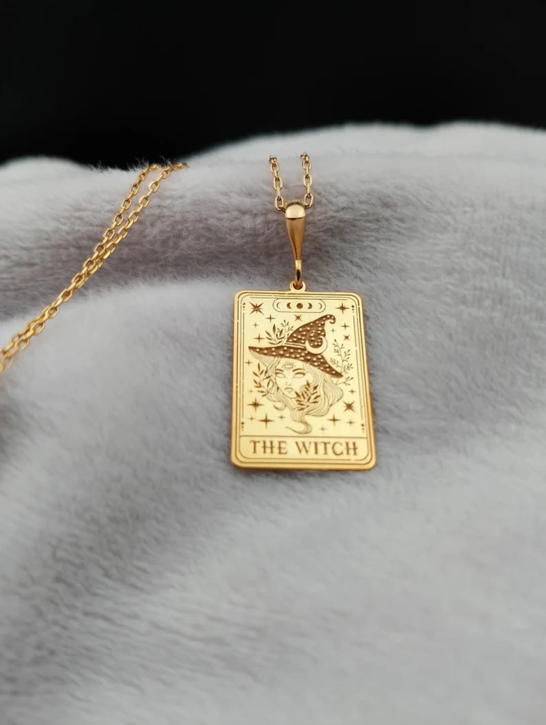 The Witch Tarot Necklace, Handmade Witcher Necklace, 14K Gold Tarot ...