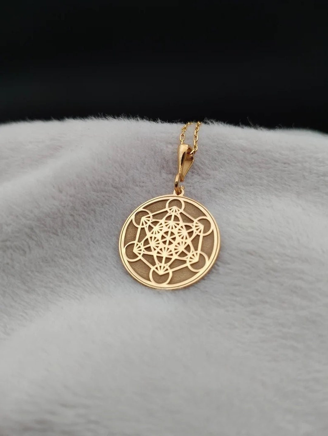 Metatron Cube Necklace, Dainty Metatron Necklace, 14K Gold Religious ...