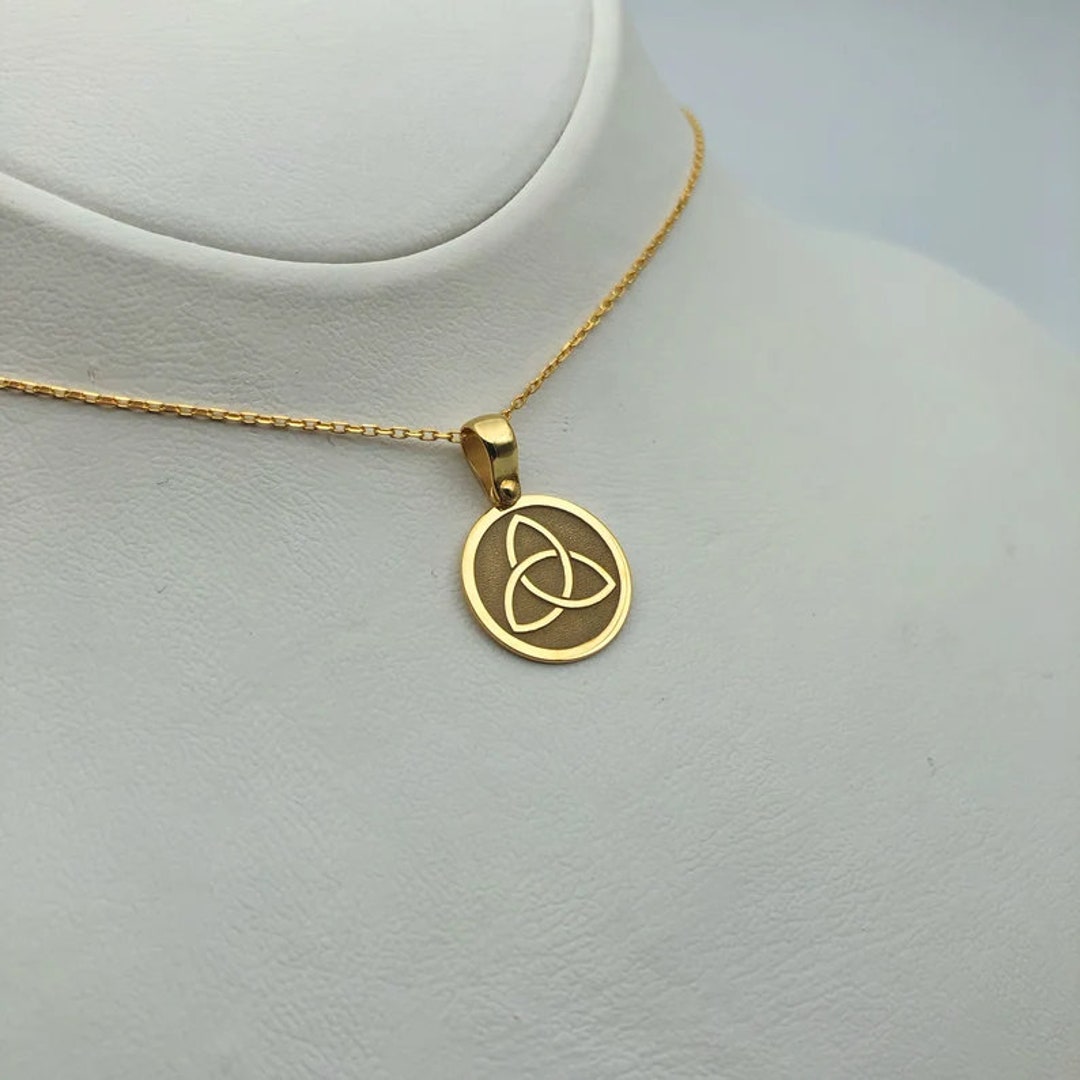 14K Solid Gold Trinity Knot Necklace: Celtic Triquetra, Handmade - Etsy