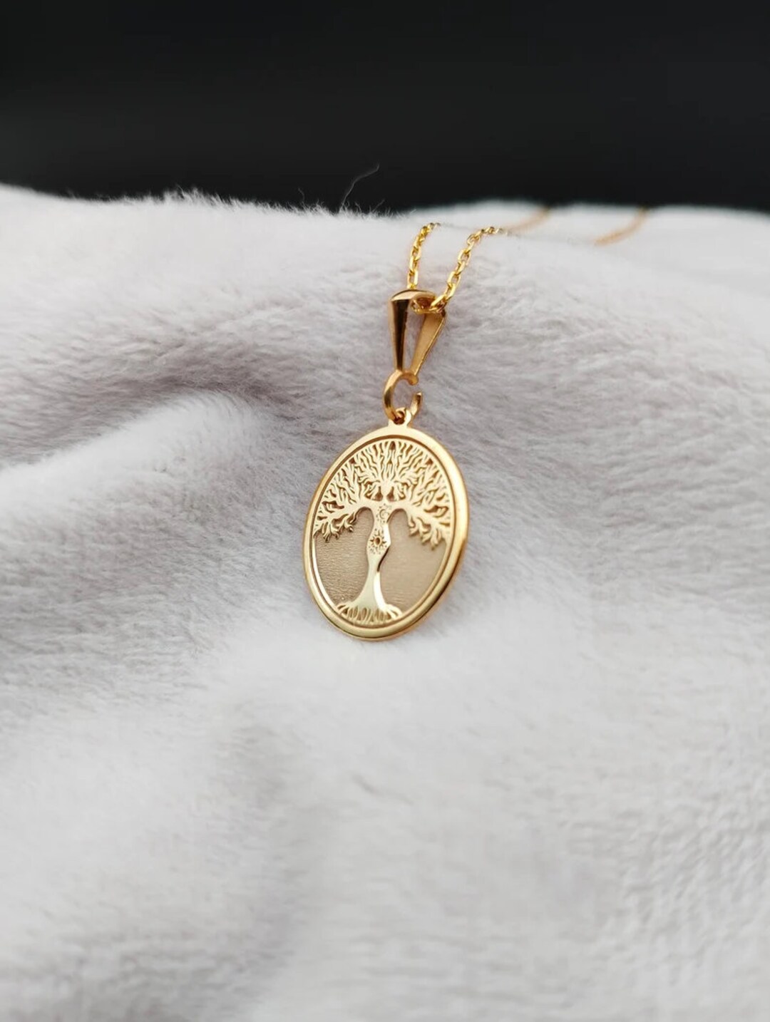 Tree of Life Necklace, 14K Solid Gold Tree Necklace, Handmade Family ...