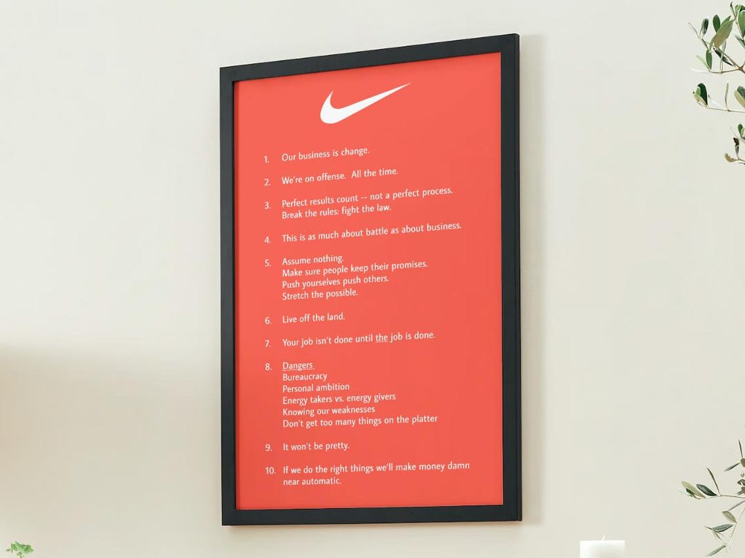 Nike Poster - Principles of Nike. Poster From the Movie Air. Phil ...