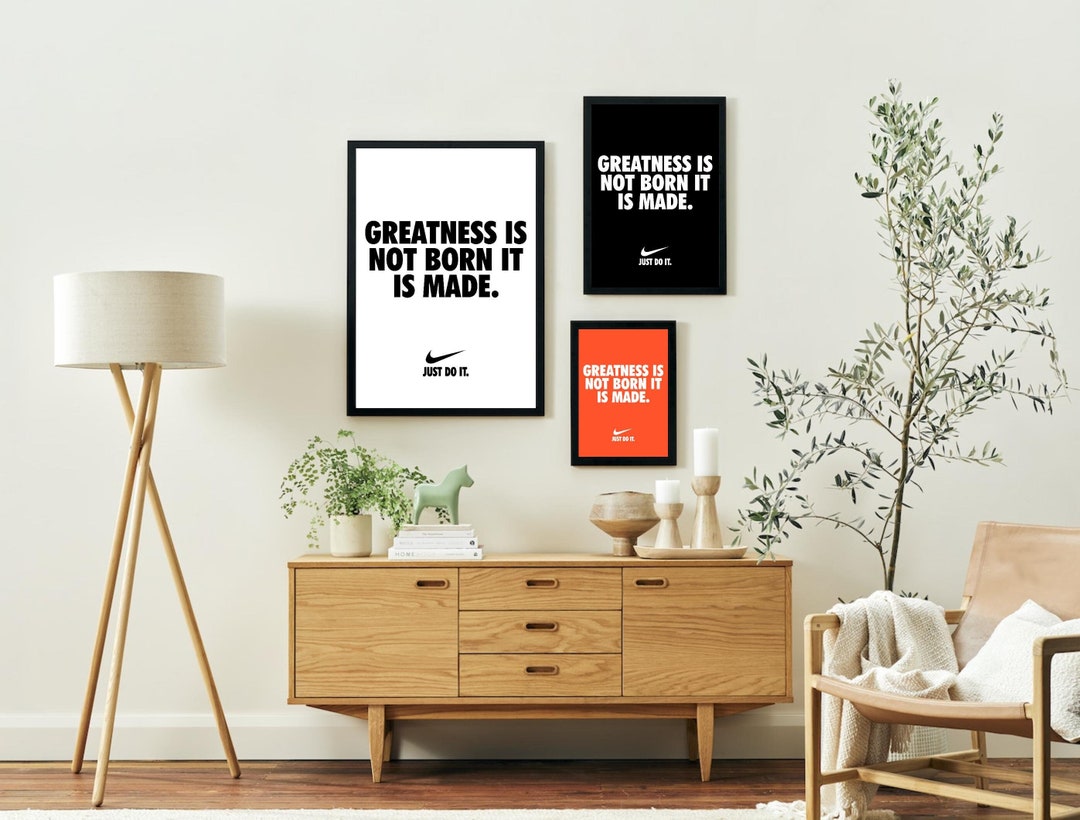 X 3 Nike Motivational Quote Poster White, Orange,black, Nike Poster ...