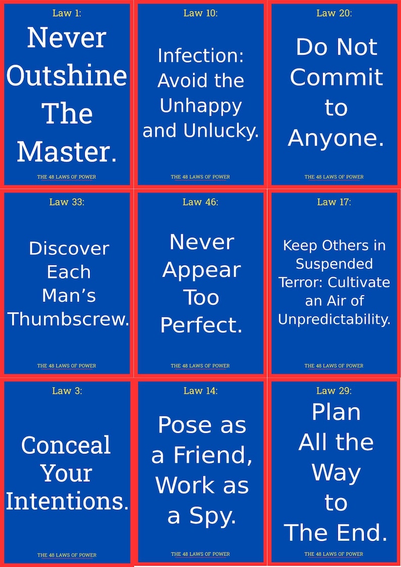 Pack of 48 Laws of Power Posters: Robert Greene Classic Design - Etsy