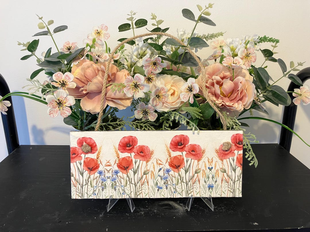 Decoupage Poppy Slate Plaque - Etsy