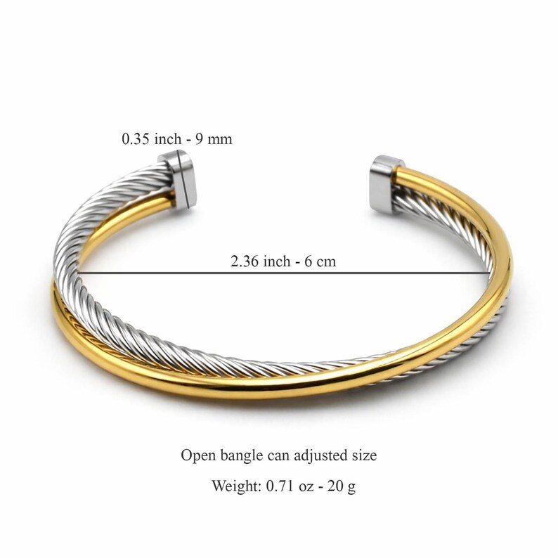Twisted Titanium Steel Cable Bracelet: Gold & Silver Unisex Bangle - Etsy