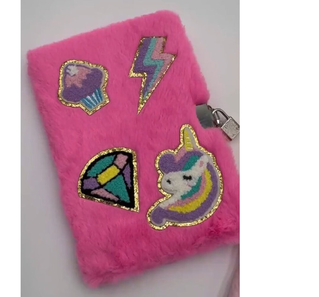 Personalized Chenille Letter Patches Notebook, Custom Diary, Fluffy ...