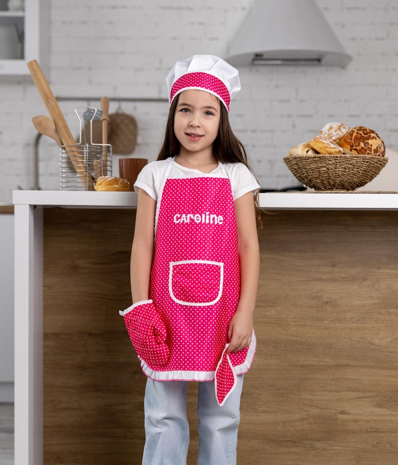 Personalized Kids Apron Set: Chef Hat, Oven Mitt, Potholder - Etsy