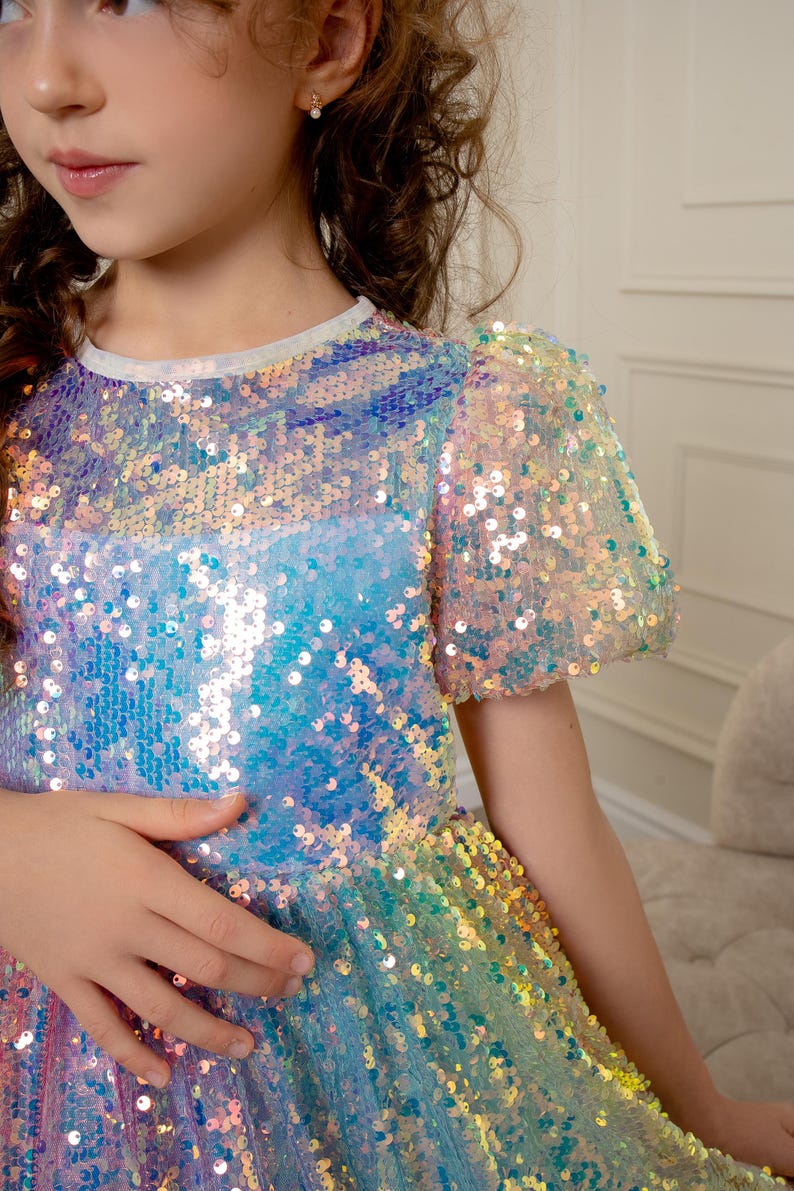 Rainbow Sequin Dress: Girls' Sparkle Party, Pageant Dress - Etsy