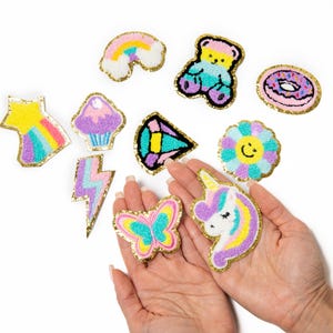 Unicorn Iron-on Chenille Glitter Patches DIY Gift, Sequin Unicorn Applique Patches, Donut Patch ...