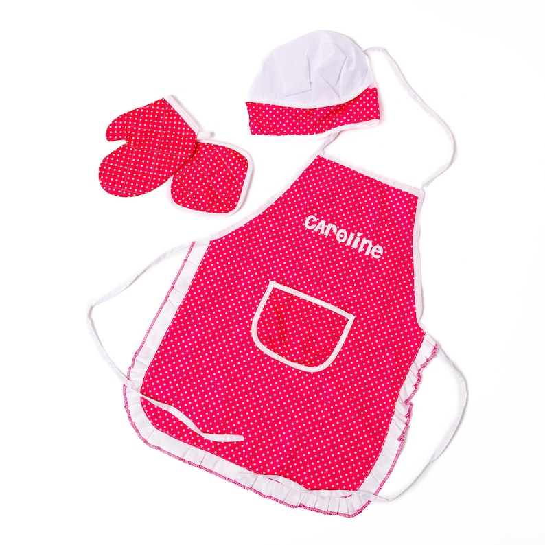 Personalized Kids Apron Set: Chef Hat, Oven Mitt, Potholder - Etsy