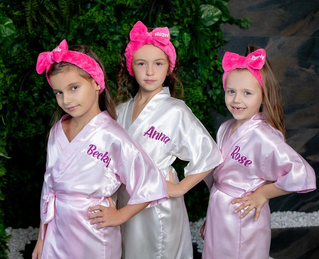 Personalized Satin Kids Robe: Spa Party, Flower Girl Robe - Etsy