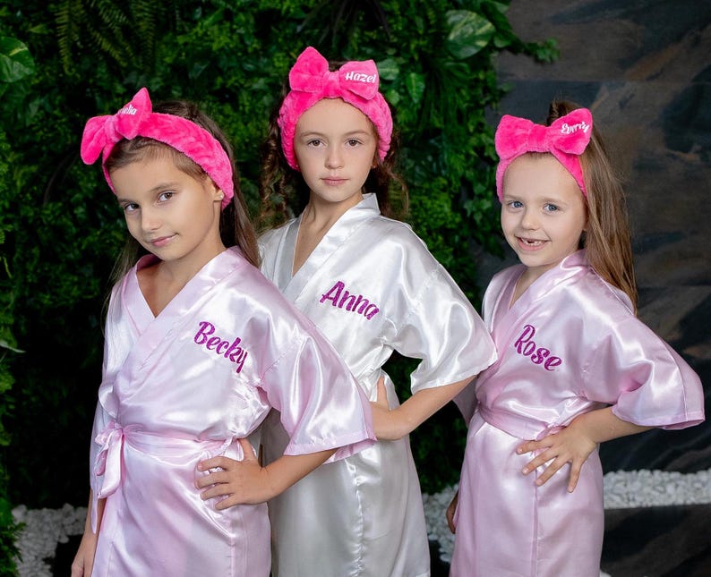 Personalized Satin Kids Robe: Custom Spa Party, Flower Girl Gift - Etsy