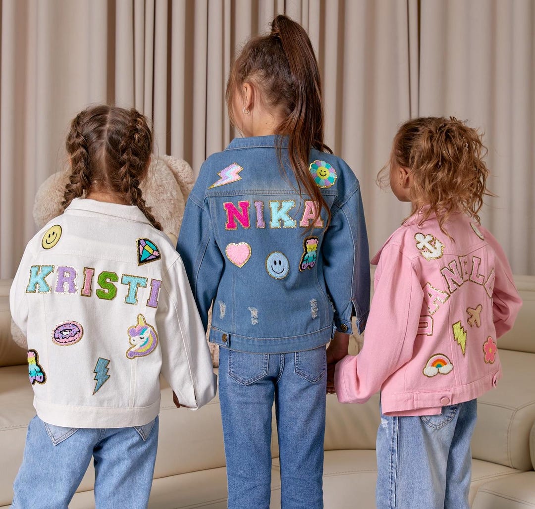 Personalized Kids Denim Jacket With Patches: Custom Name Unicorn Gift ...
