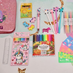 Custom Unicorn Pencil Case Set: Sparkling School Supplies Gift - Etsy