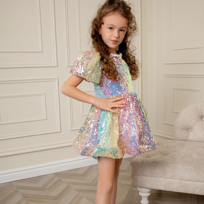 Rainbow Sequin Mini Dress - Etsy