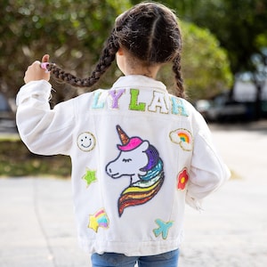 Custom Unicorn Jean Jacket, Custom Name Patches Denim Jacket ...
