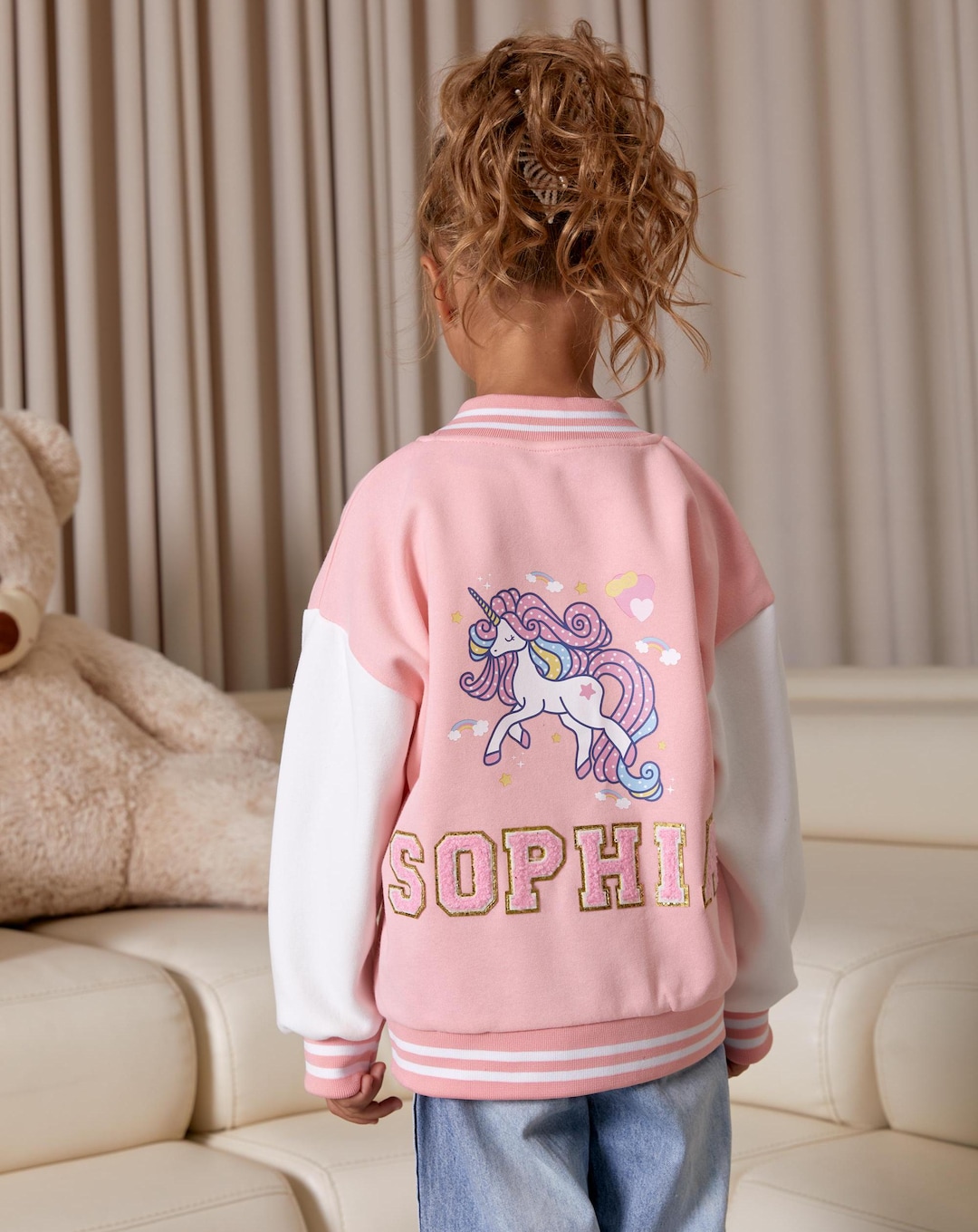 Personalized Unicorn Bomber - Custom Name Kids Bomber Coat Sport Team ...