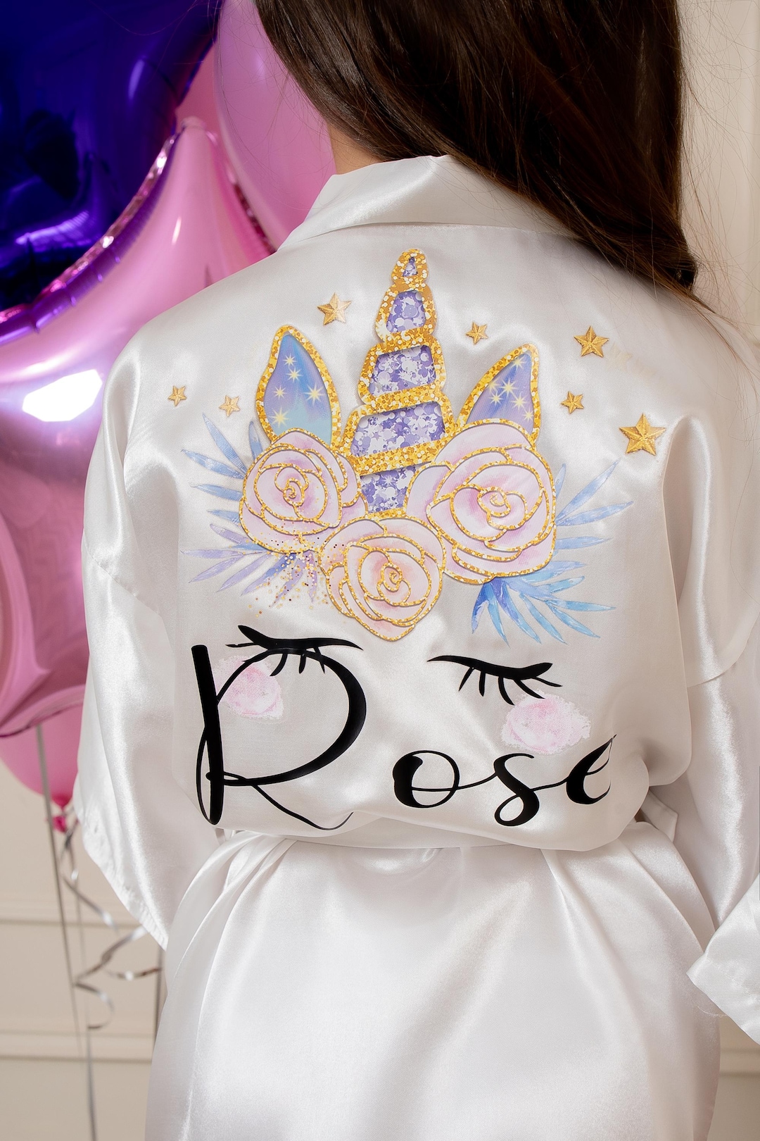 Personalized Unicorn Satin Robe: Kids Spa Party Gift - Etsy