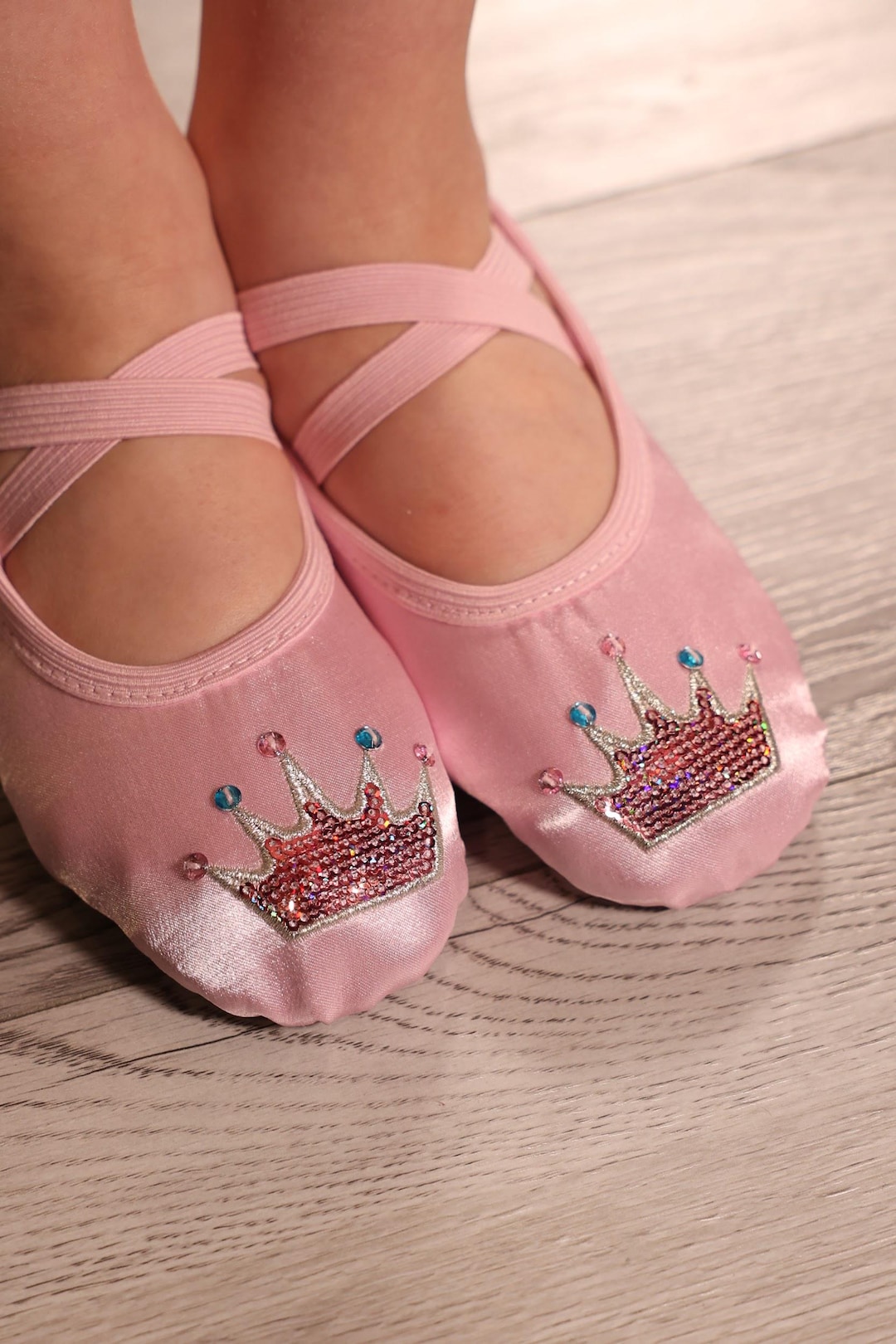 Personalized Pink Ballet Slippers: Custom Crown Dance Shoes - Etsy