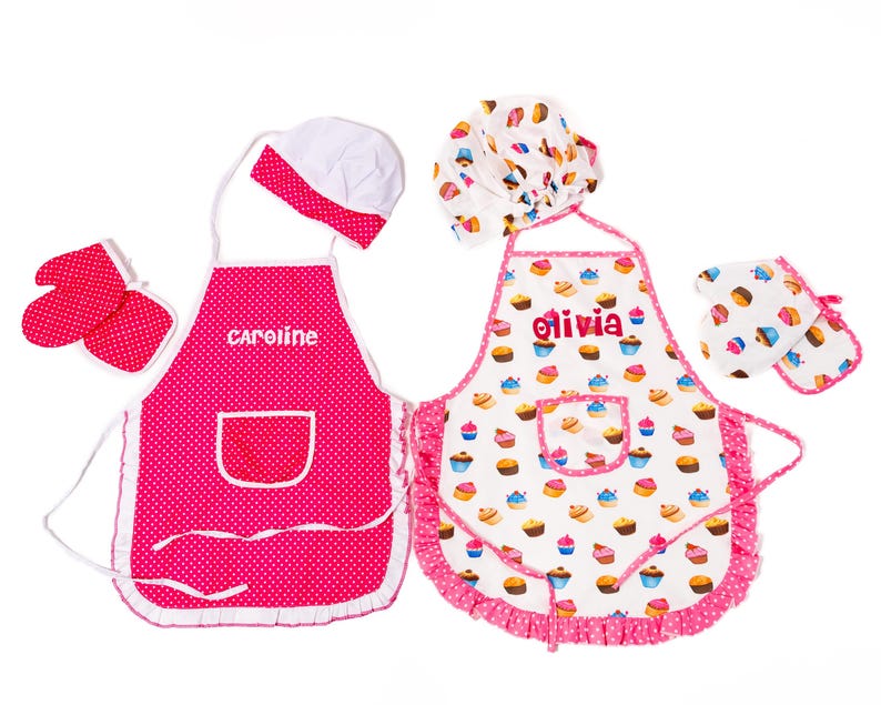 Personalized Kids Apron Set: Chef Hat, Oven Mitt, Potholder - Etsy