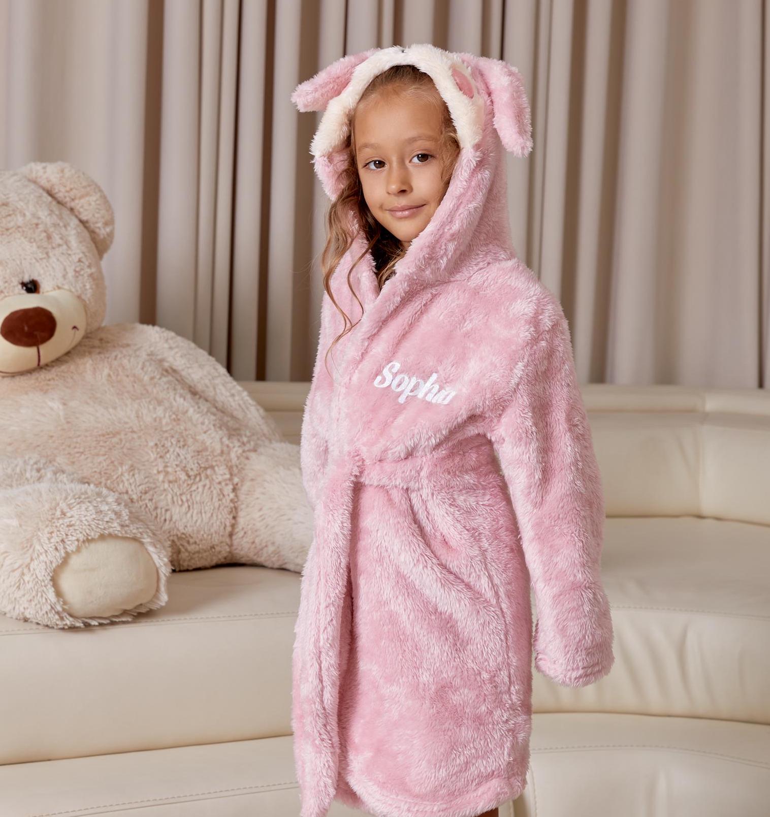 Spa Party Kids Bathrobes, Rabbit Bunny Robes With Name, Kids Custom ...