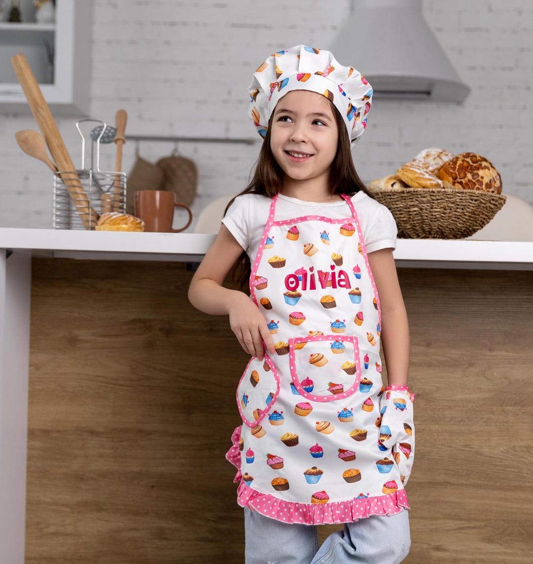 Personalized Kids Apron Set: Chef Hat, Oven Mitt, Potholder - Etsy